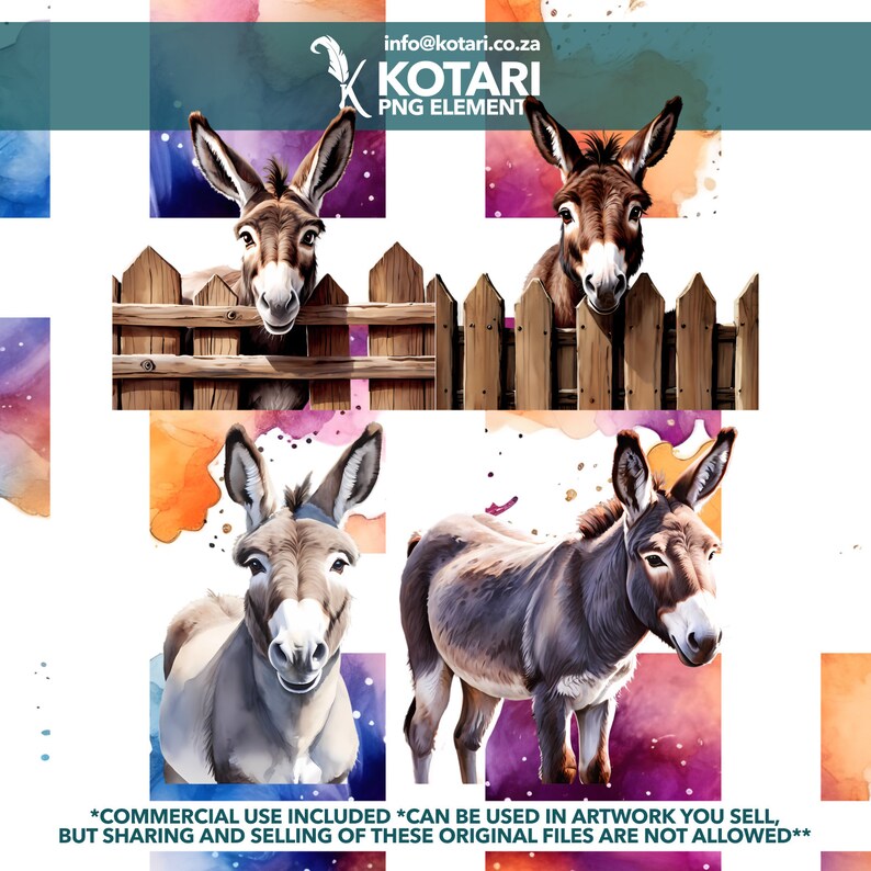 Peaking Donkeys Transparent PNG Clipart Commercial Use - Etsy
