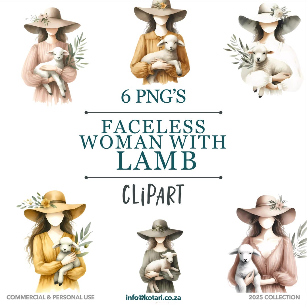 Faceless Woman With Hat Holding A Lamb - Transparent PNG Clipart ...