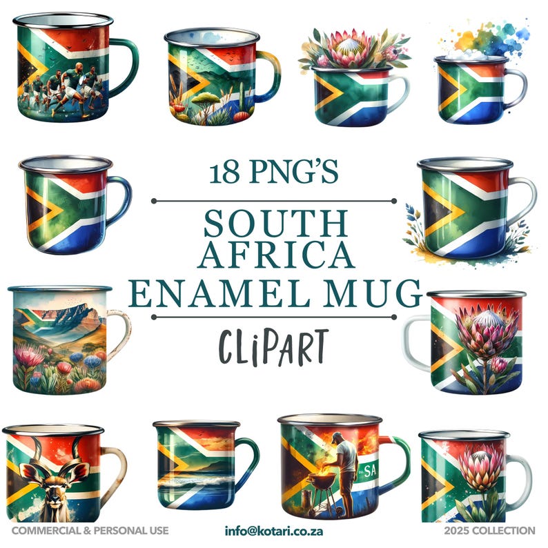 South African Enamel Mug - Transparent PNG Clipart - Commercial Use - Etsy