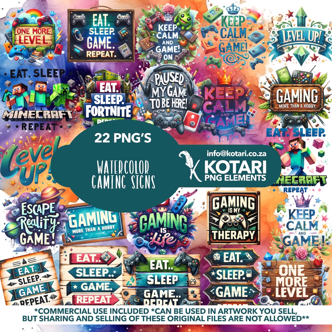 Gaming Sign - Transparent PNG Clipart - Commercial Use - Etsy