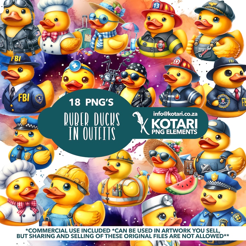 Rubber Duck in Outfits - Transparent PNG Clipart - Commercial Use - Etsy