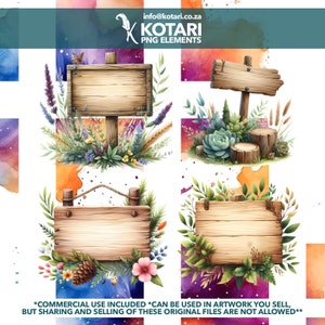 Natural Wooden Sign Board - Transparent PNG Clipart - Commercial Use - Etsy