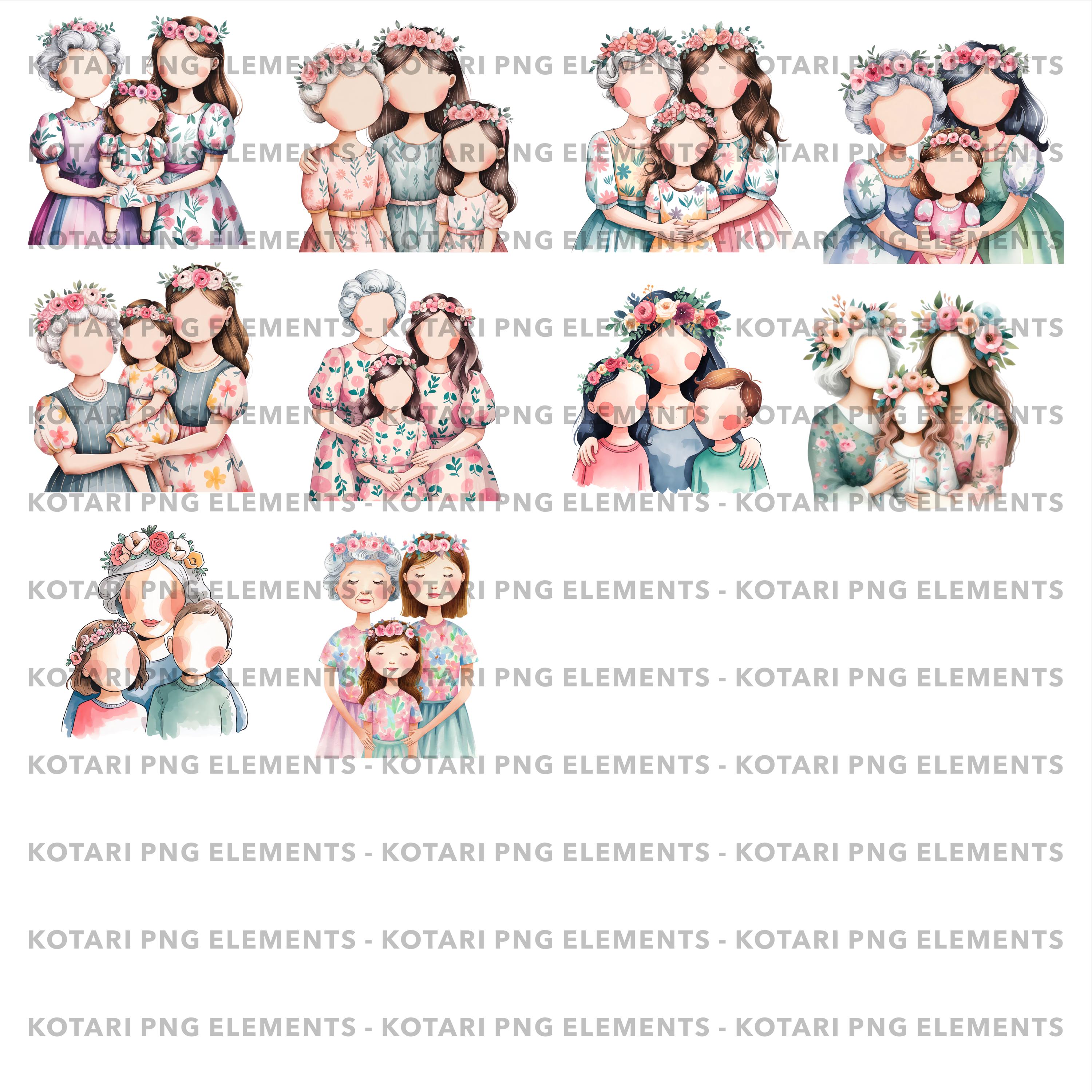 Whimsical Faceless Family - Transparent PNG Clipart - Commercial Use - Etsy