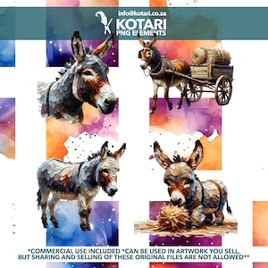 Oil Painted Donkeys - Transparent PNG Clipart - Commercial Use - Etsy