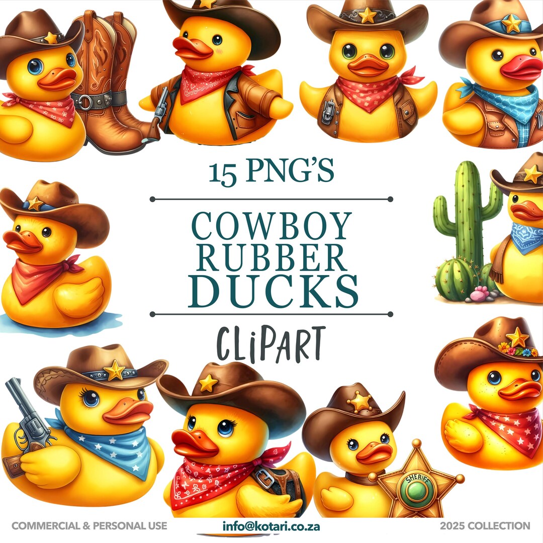 Cowboy Rubber Ducks - Transparent PNG Clipart - Commercial Use - Etsy