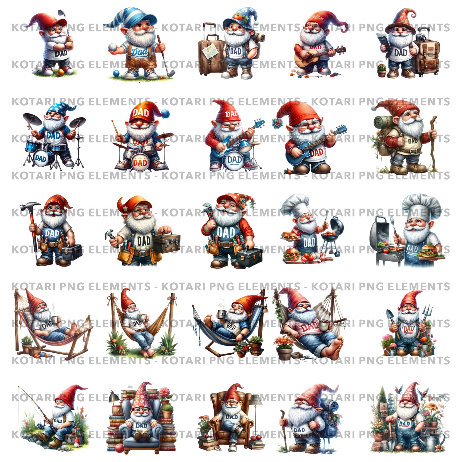 Dad Gnomes - Transparent PNG Clipart - Commercial Use - Etsy