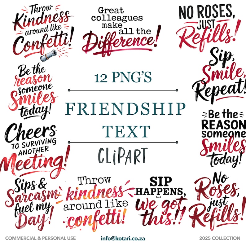 Friendship Text - Transparent PNG Clipart - Commercial Use - Etsy