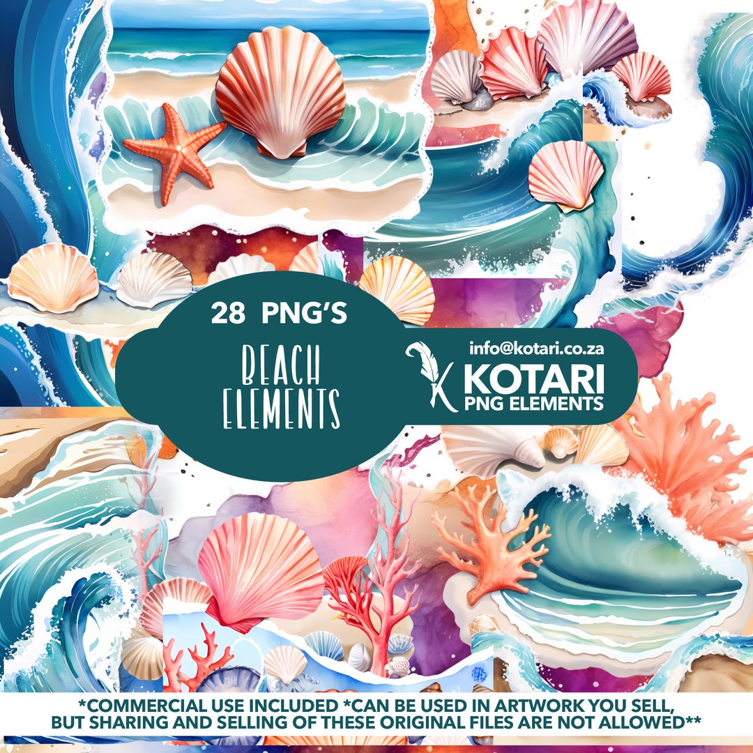 Beach Elements - Transparent PNG Clipart - Commercial Use - Etsy