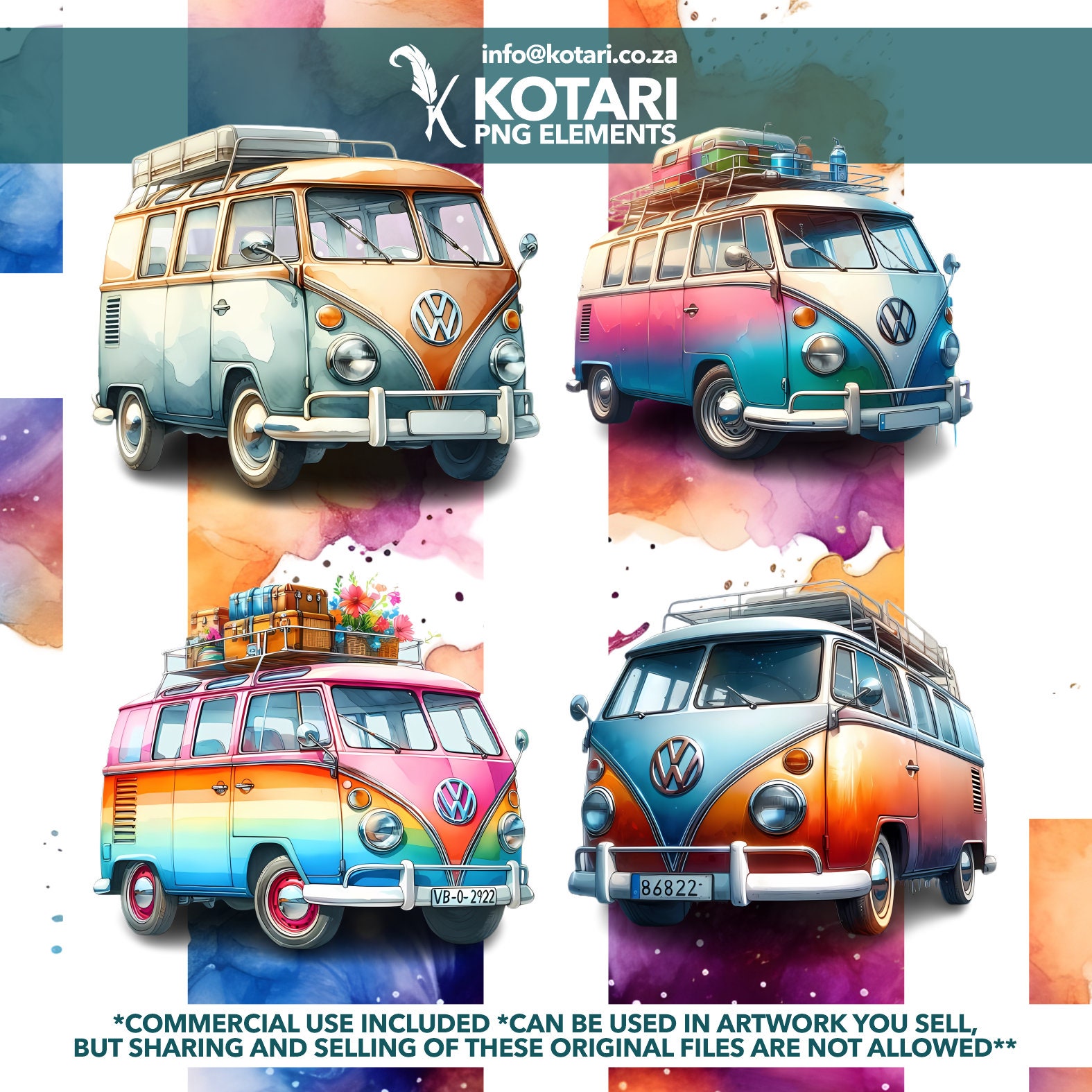 Retro Combi Van Transparent PNG Clipart Commercial Use - Etsy Australia