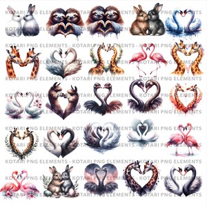 Animals in Love - Transparent PNG Clipart - Commercial Use - Etsy