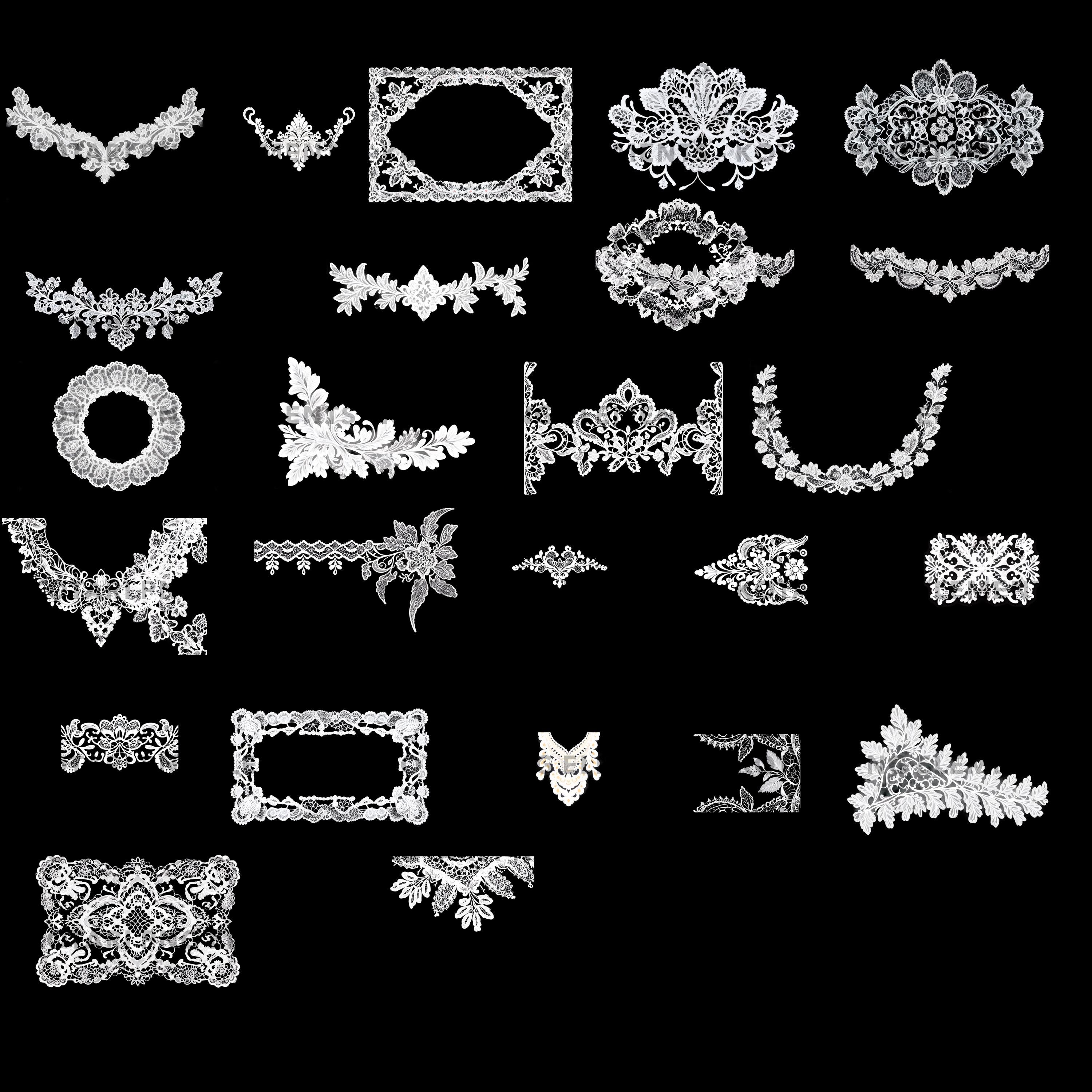 Lace Pieces - Variety - Transparent PNG Clipart - Commercial Use - Etsy