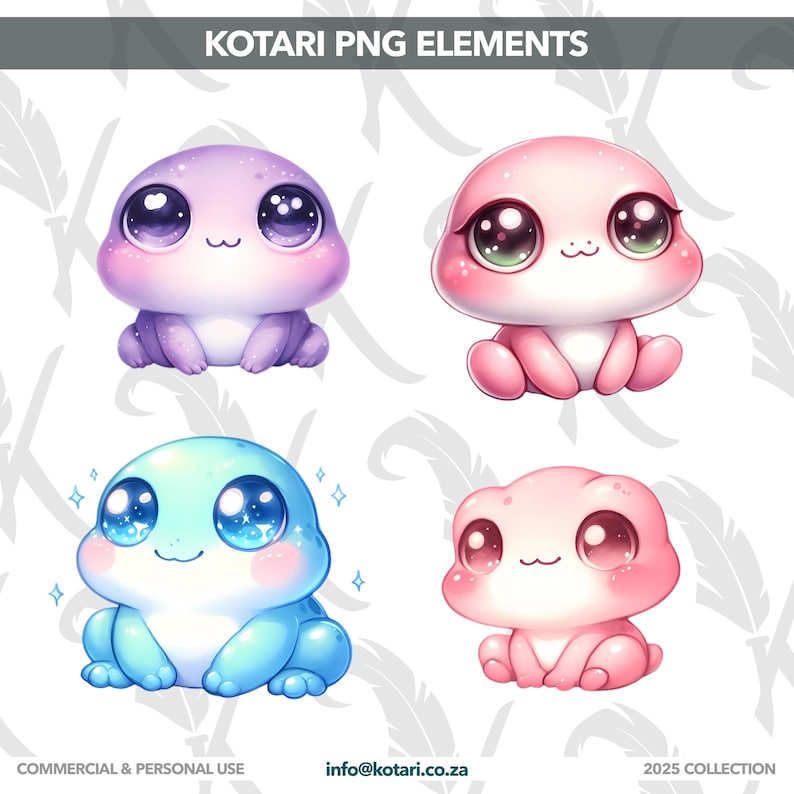 Cute Kawaii Frogs - Transparent PNG Clipart - Commercial Use - Etsy