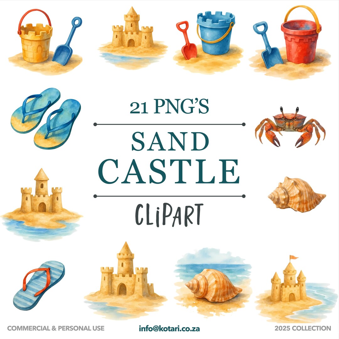 Sand Castle Bundle - Transparent PNG Clipart - Commercial Use - Etsy