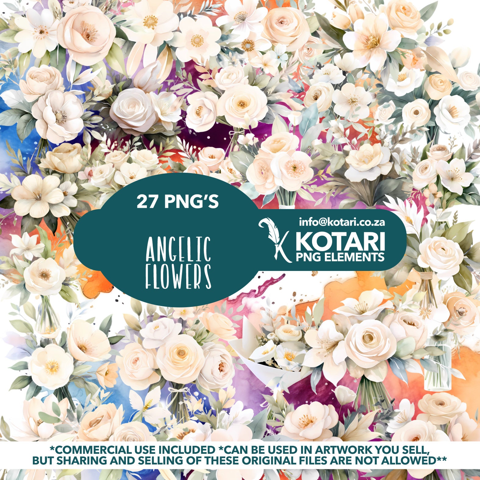 Angelic Flowers - Transparent PNG Clipart - Commercial Use - Etsy