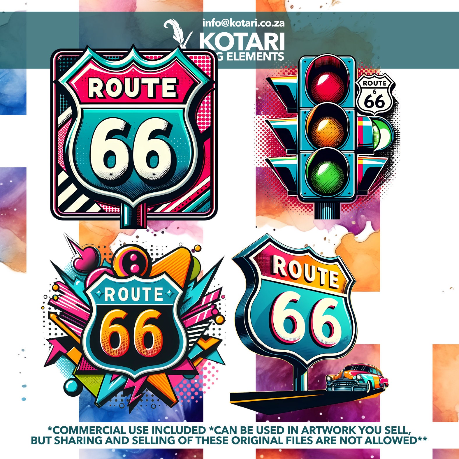 Pop Art Route 66 - Transparent PNG Clipart - Commercial Use - Etsy