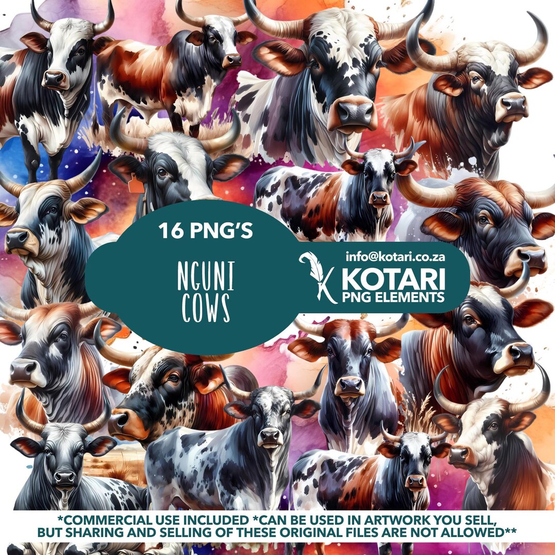 Nguni Cows - Transparent PNG Clipart - Commercial Use - Etsy
