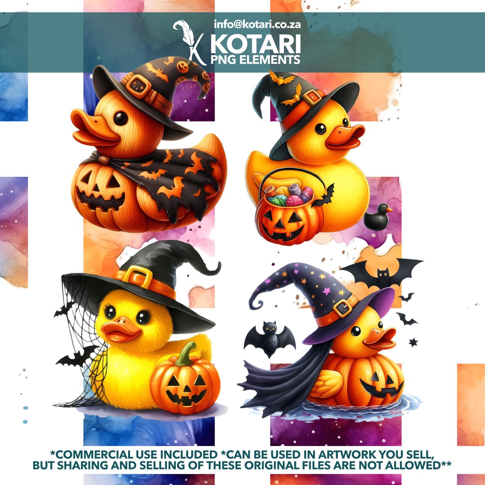 Halloween Rubber Ducks - Transparent PNG Clipart - Commercial Use - Etsy