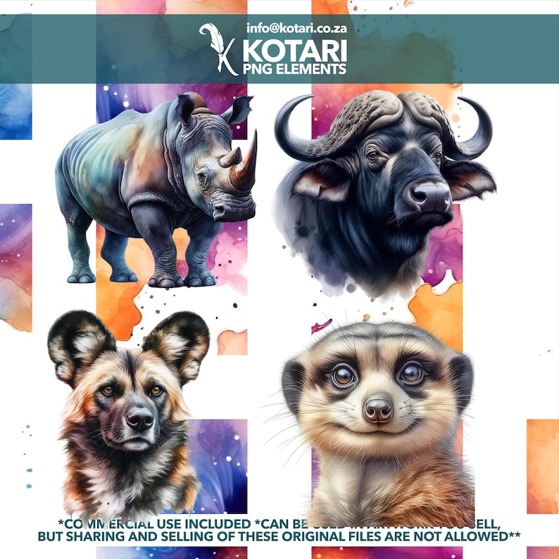 African Safari Animals - Transparent PNG Clipart - Commercial Use - Etsy