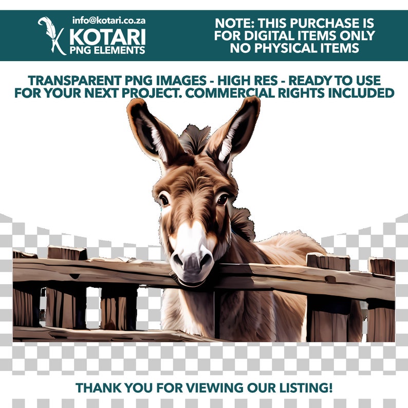 Peaking Donkeys Transparent PNG Clipart Commercial Use - Etsy