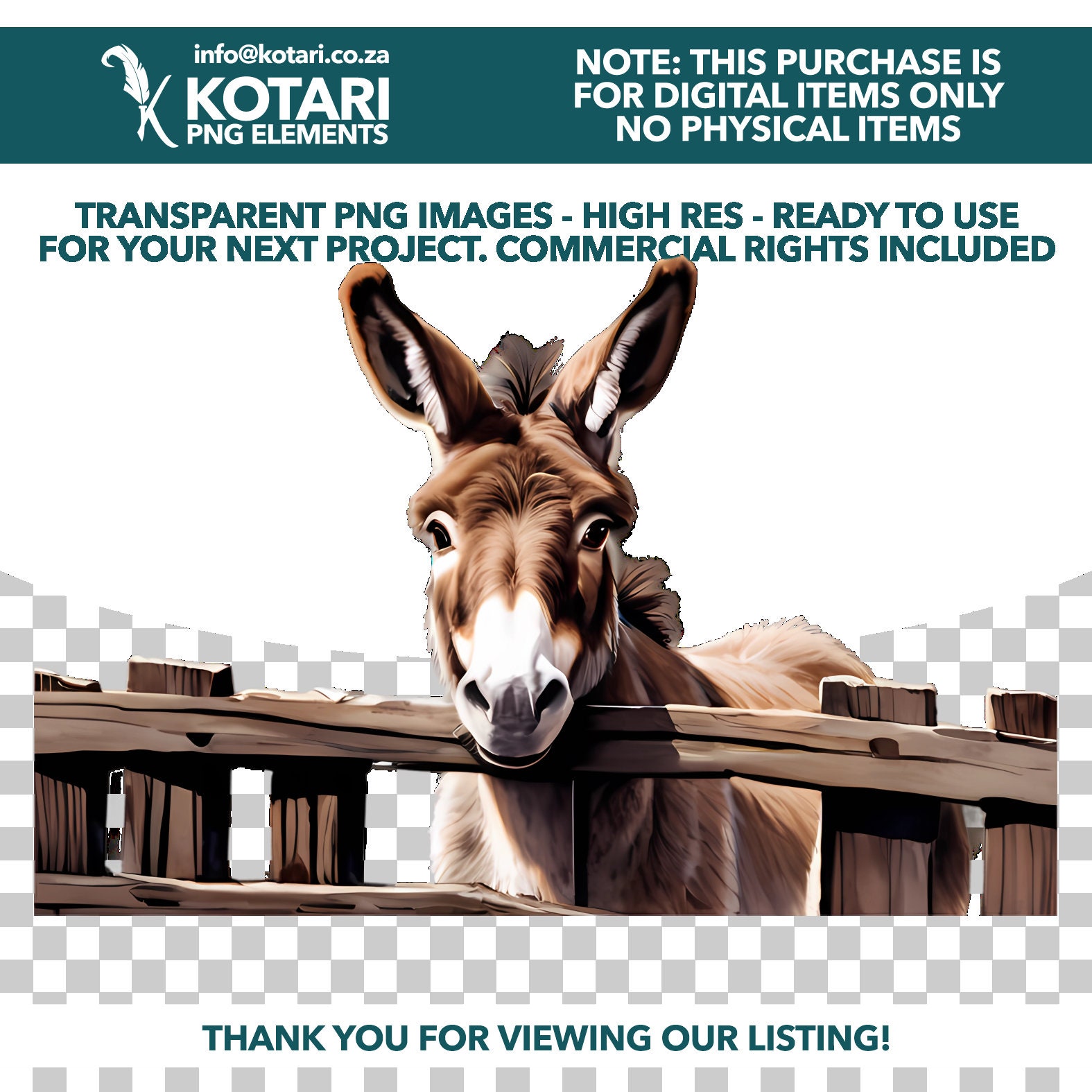 Peaking Donkeys - Transparent PNG Clipart - Commercial Use - Etsy