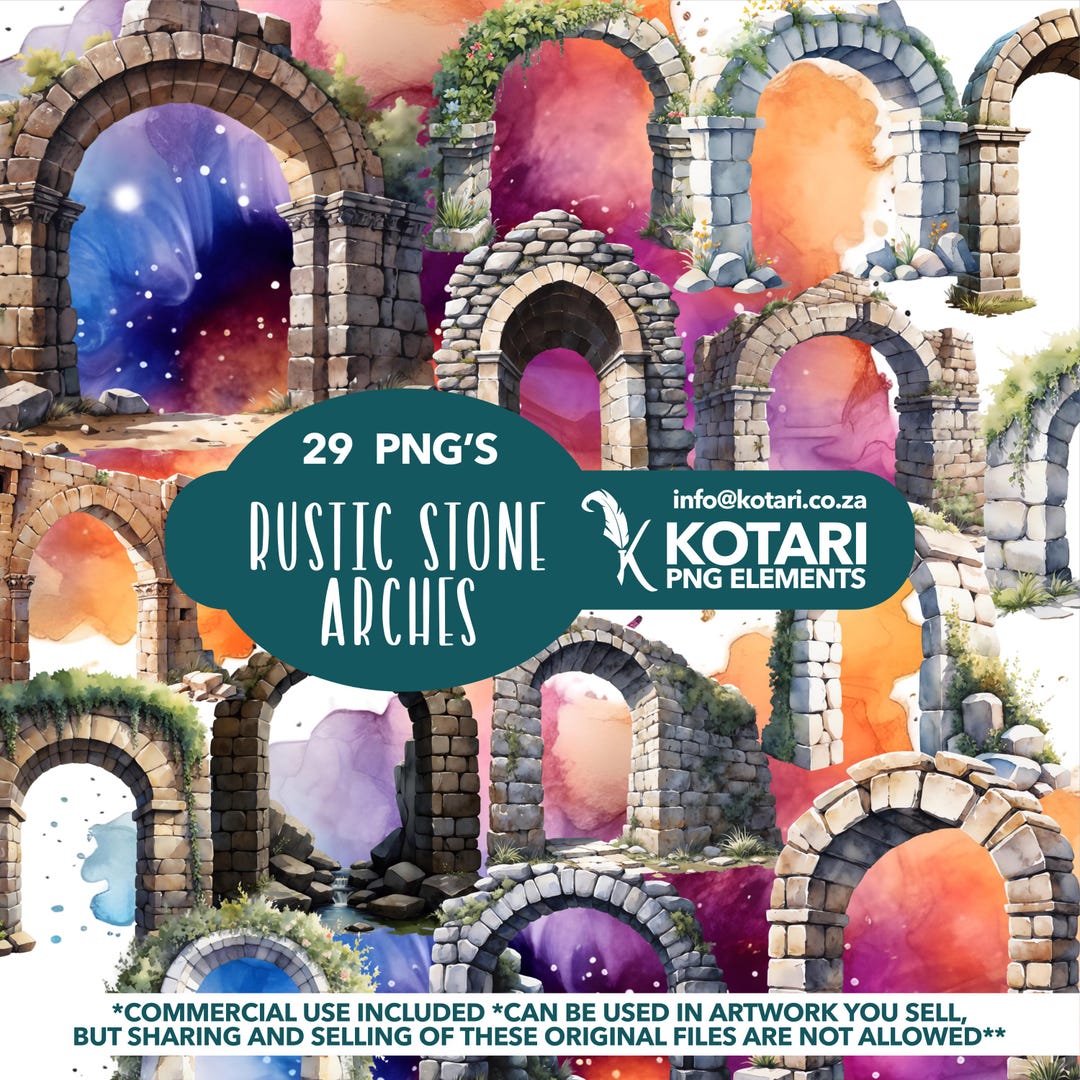 Rustic Stone Arches - Transparent PNG Clipart - Commercial Use - Etsy