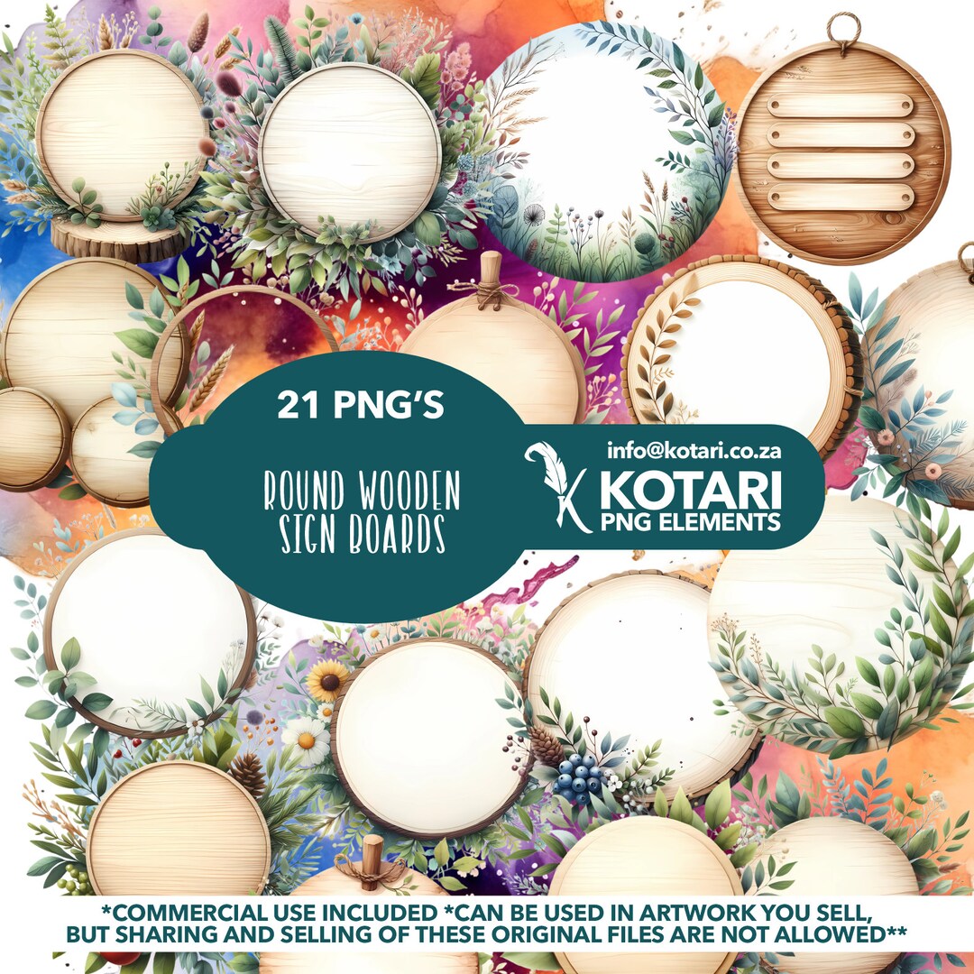 Round Wooden Sign Board - Transparent PNG Clipart - Commercial Use - Etsy