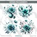 Teal Flowers - Transparent PNG Clipart - Commercial Use - Etsy