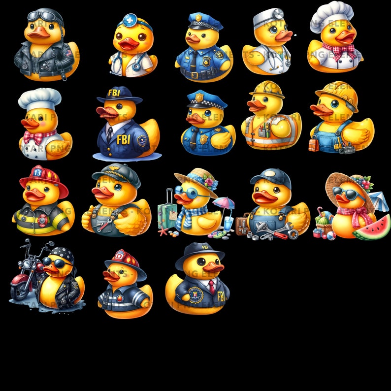 Rubber Duck in Outfits - Transparent PNG Clipart - Commercial Use - Etsy