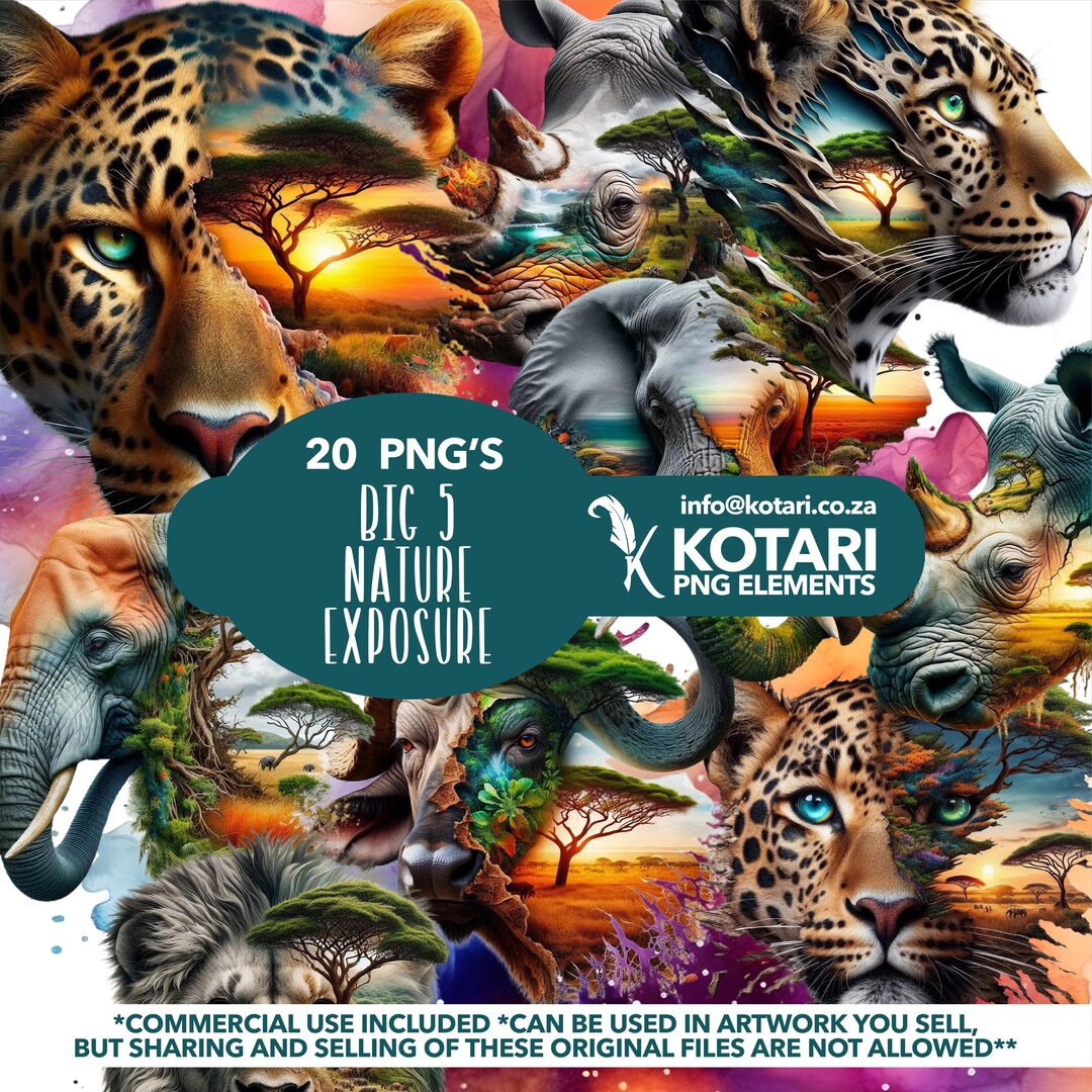 Big 5 Animals PNG Clipart: Nature Exposure (commercial Use) - Etsy