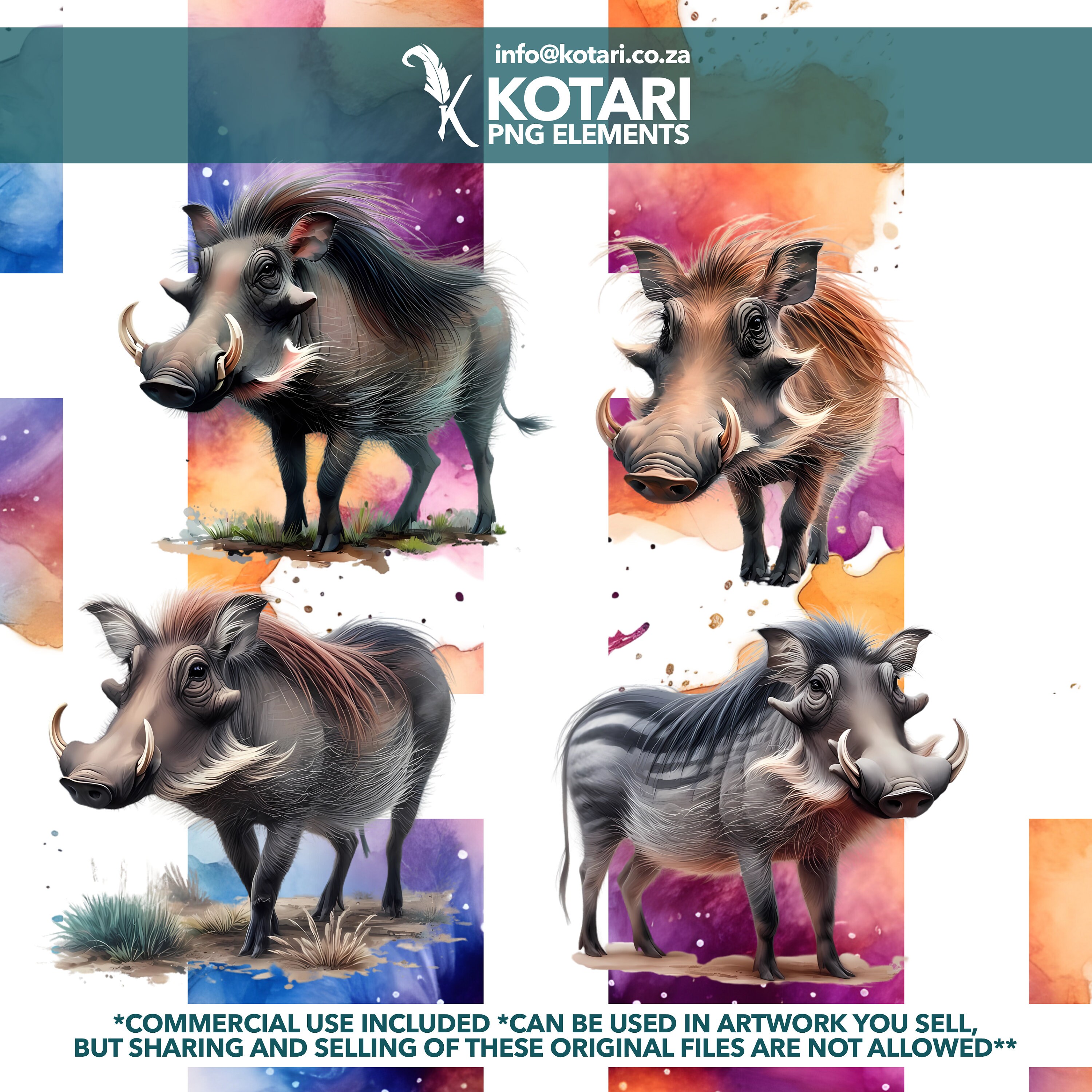 Warthogs - Transparent PNG Clipart - Commercial Use - Etsy
