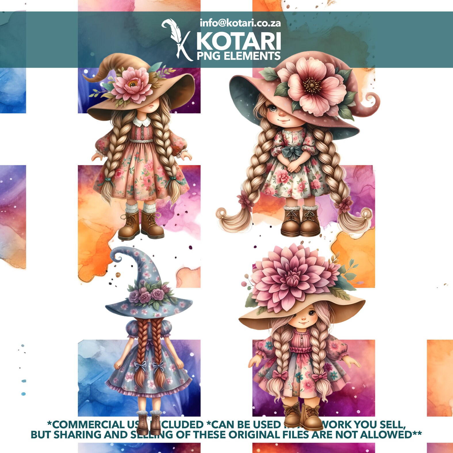 Floral Female Gnomes - Transparent PNG Clipart - Commercial Use - Etsy