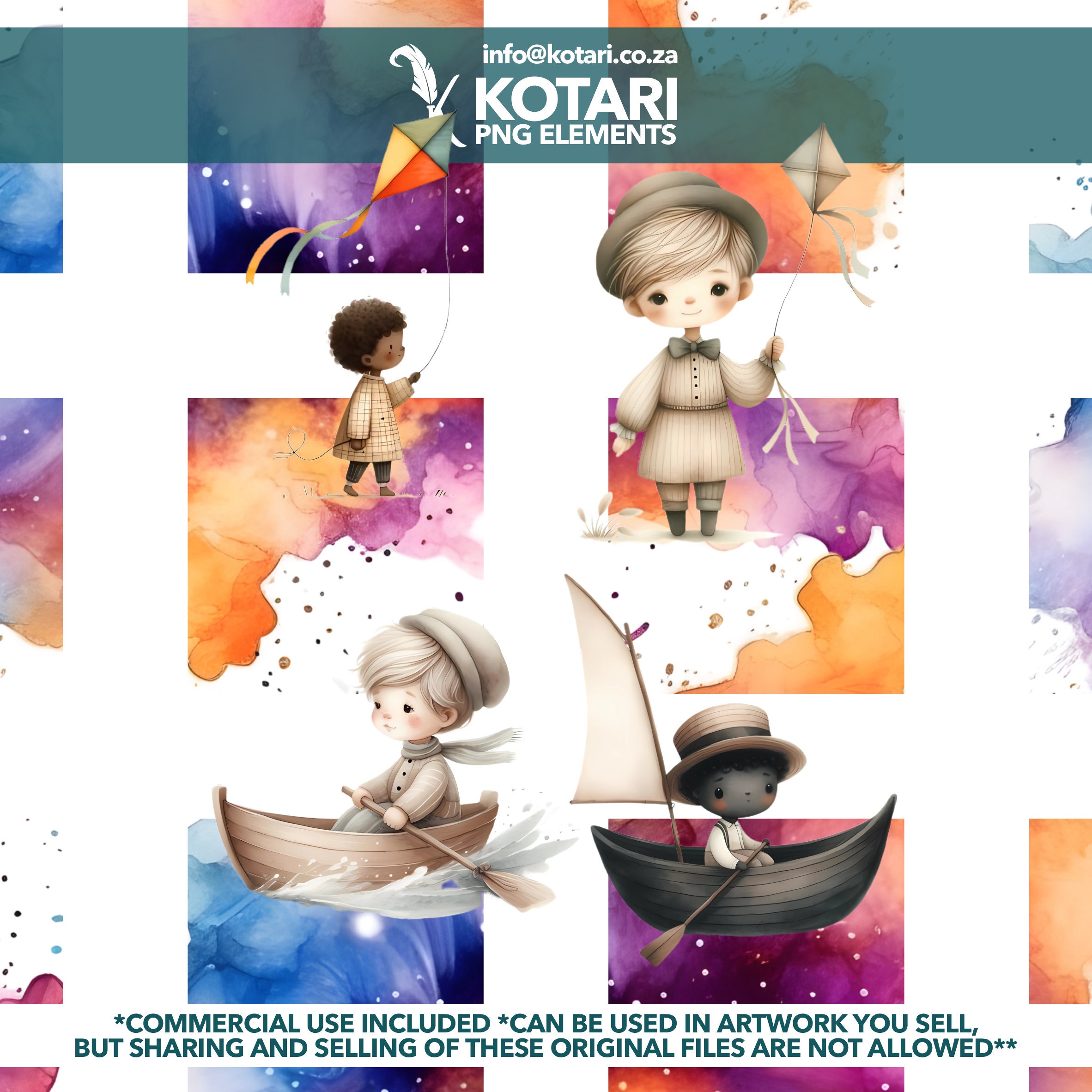 Whimsical Boys Transparent PNG Clipart Commercial Use - Etsy