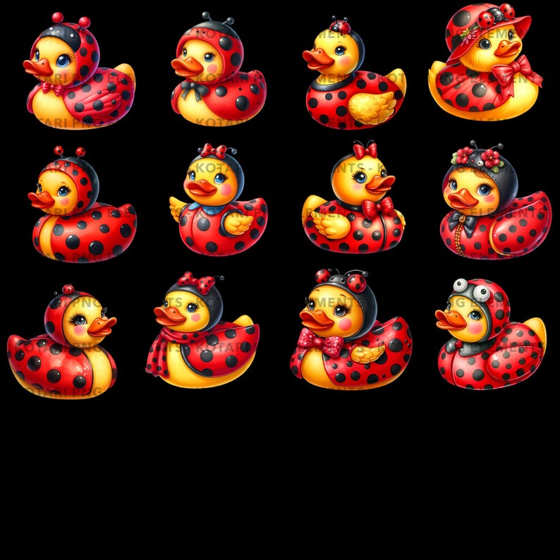 Rubber Ducks With Ladybug Outfits - Transparent PNG Clipart ...