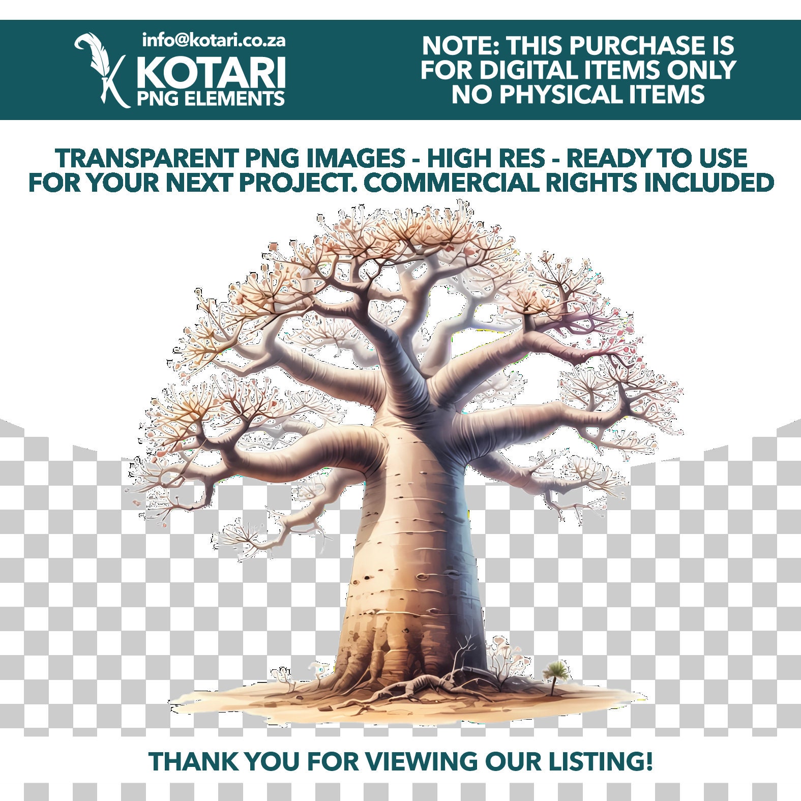 Baobab Trees Transparent PNG Clipart Commercial Use - Etsy