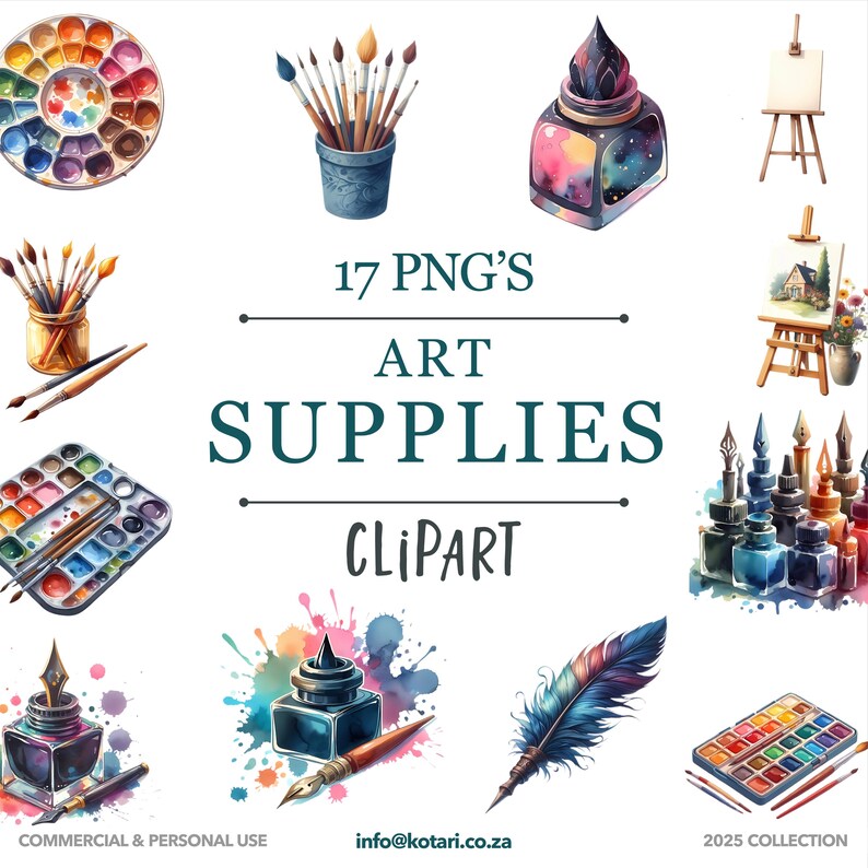 Art Supplies - Transparent PNG Clipart - Commercial Use - Etsy