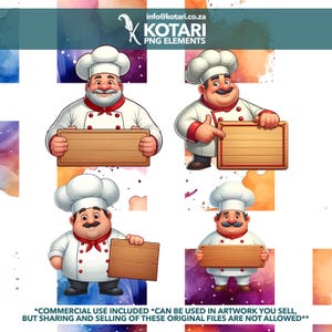 Fat Chef With Signs - Transparent PNG Clipart - Commercial Use - Etsy