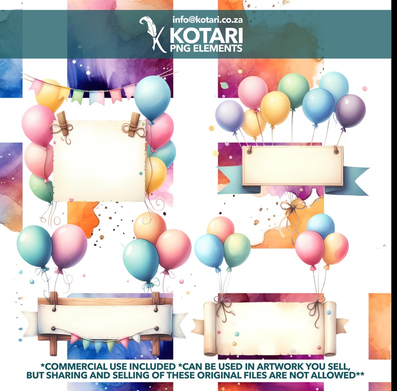 Balloon Banner PNG Clipart Commercial Use - Etsy