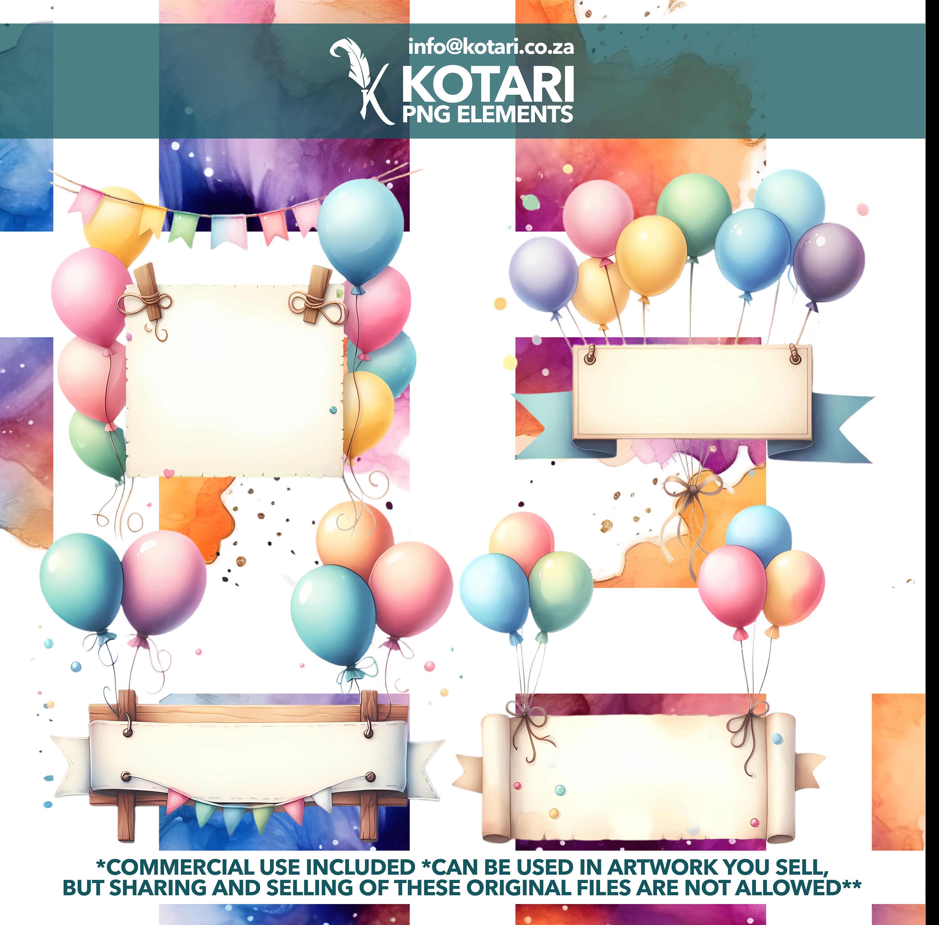 Balloon Banner PNG Clipart Commercial Use - Etsy