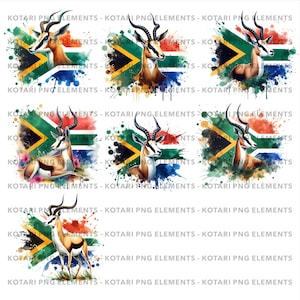 Springbok With SA Flag - Transparent PNG Clipart - Commercial Use - Etsy