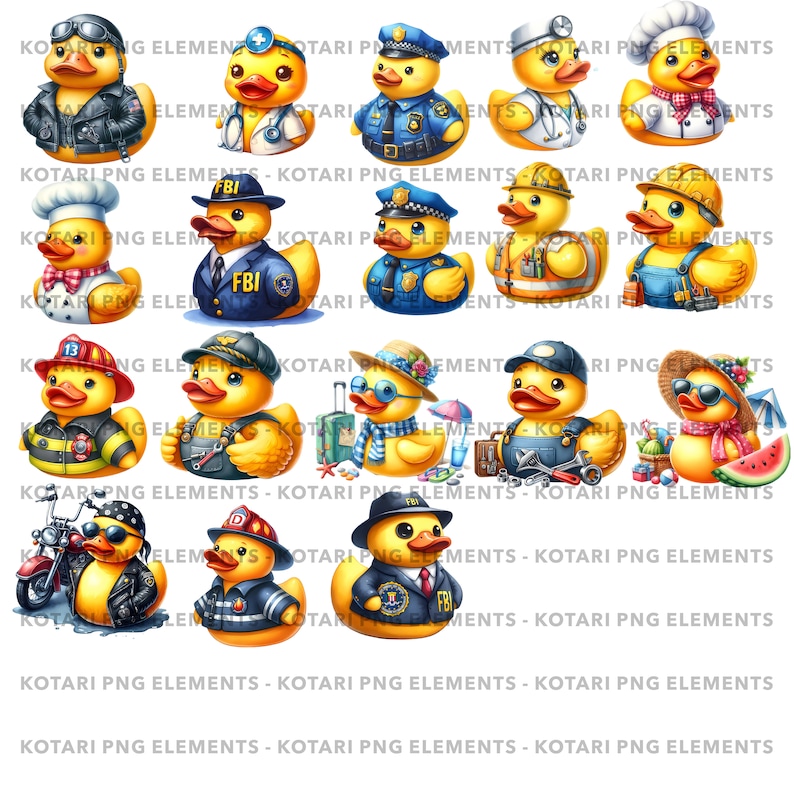 Rubber Duck in Outfits - Transparent PNG Clipart - Commercial Use - Etsy