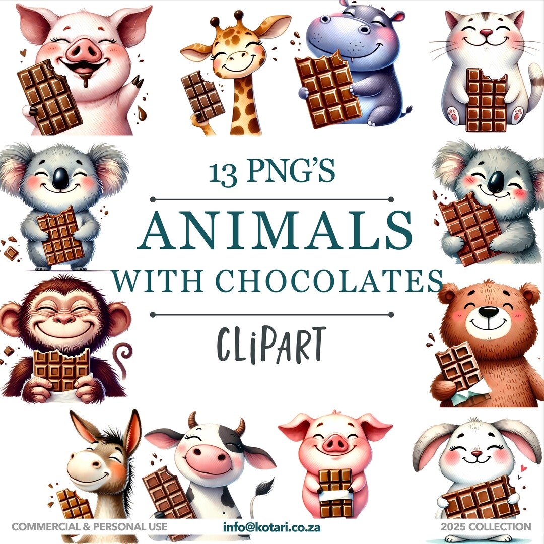 Animals With Chocolate - Transparent PNG Clipart - Commercial Use - Etsy