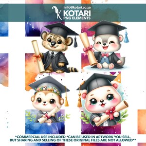 Graduating Cute Animals - Transparent PNG Clipart - Commercial Use - Etsy