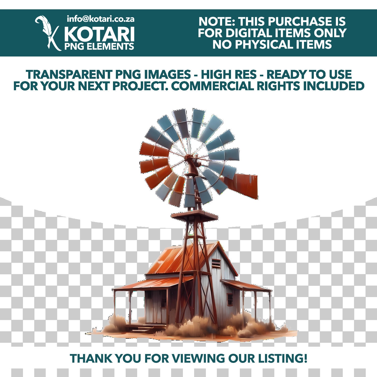 Oil Painted Windpump Transparent PNG Clipart Commercial Use - Etsy