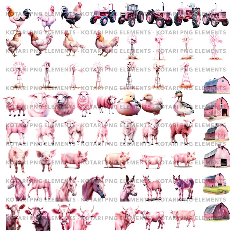 Pink Farm - Transparent PNG Clipart - Commercial Use - Etsy