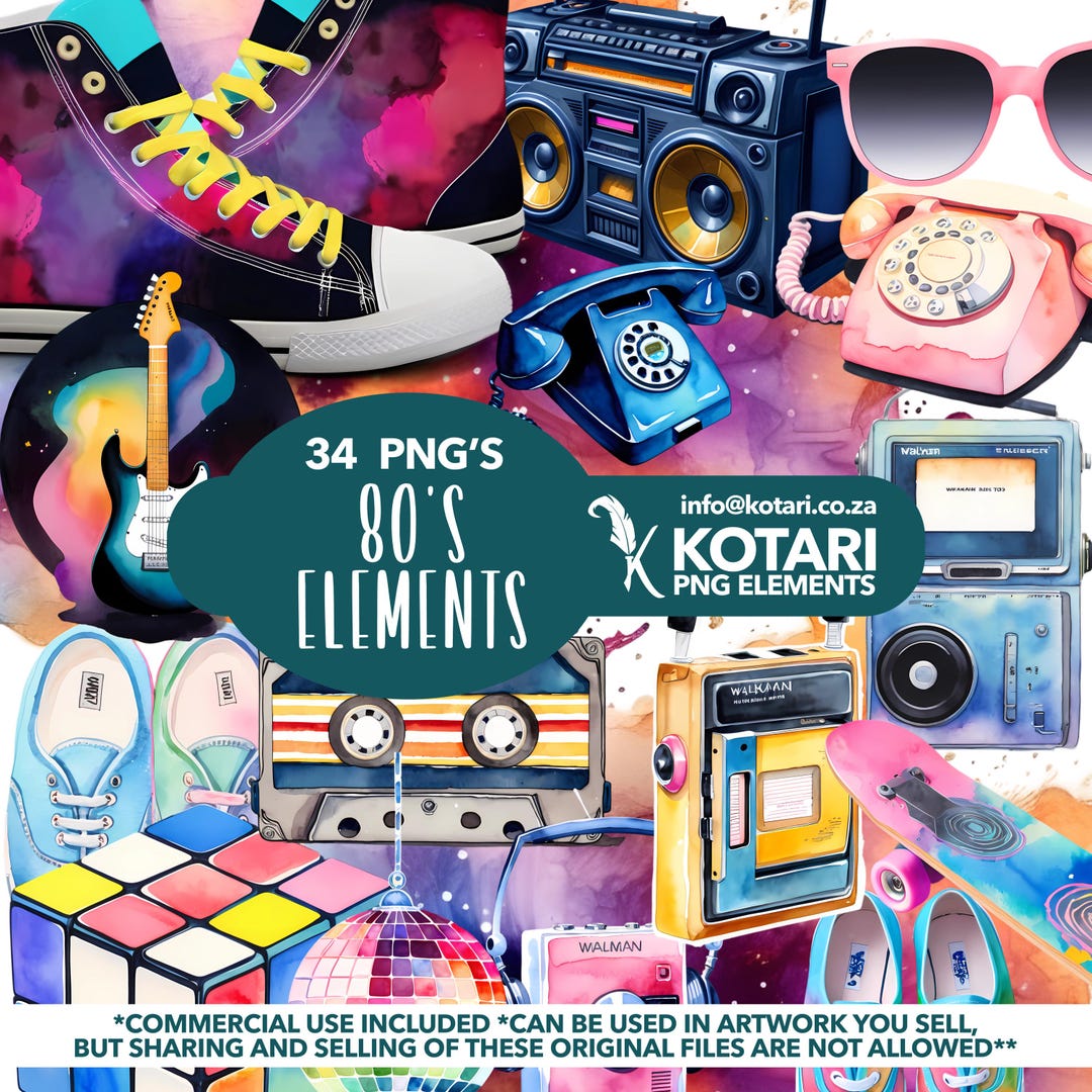 80's Elements - Transparent PNG Clipart - Commercial Use - Etsy