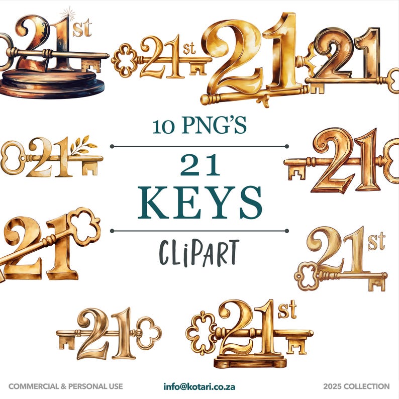 21 Keys - Transparent PNG Clipart - Commercial Use - Etsy