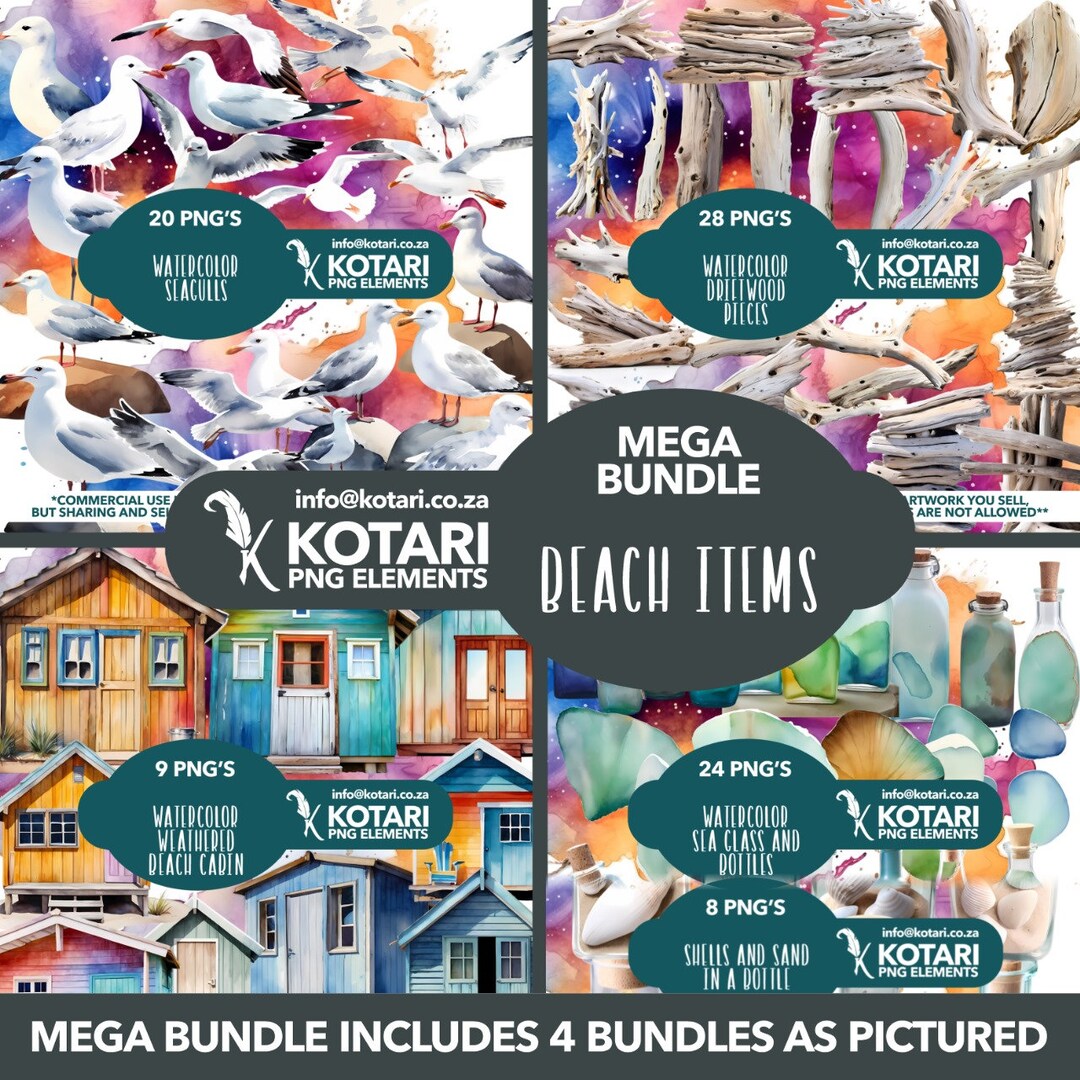 Beach Items Mega Bundle - 5 Bundles Includes - Transparent PNG Clipart ...