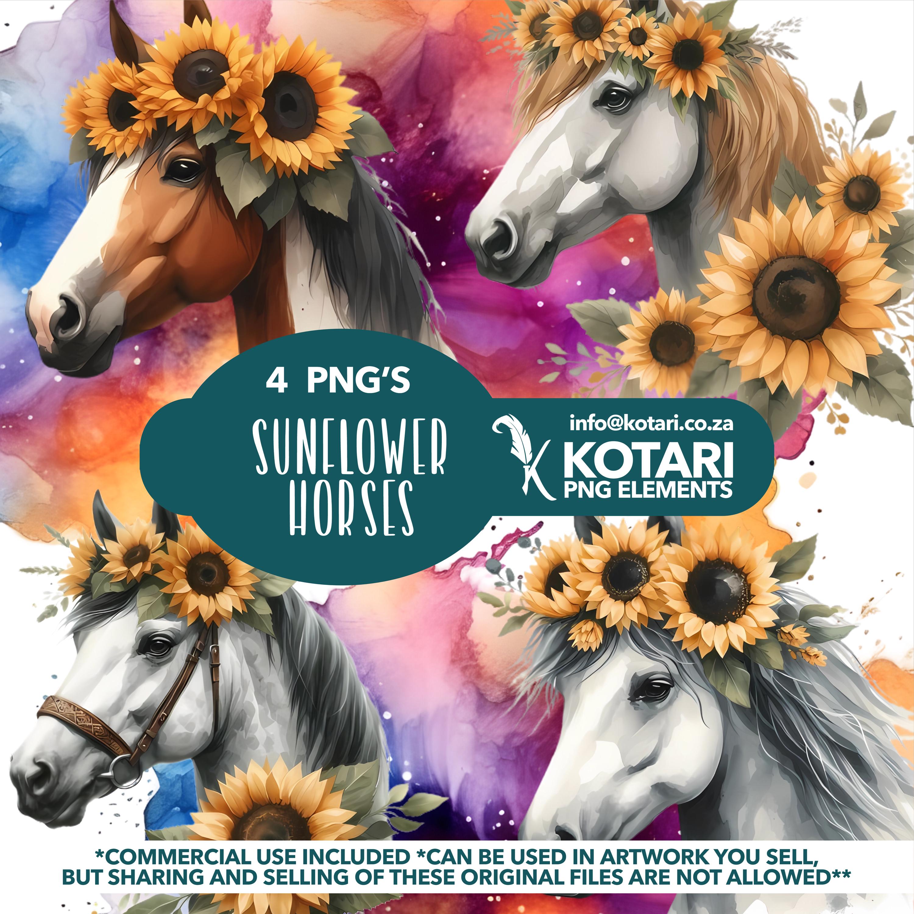 Sunflower Horse - Transparent PNG Clipart - Commercial Use - Etsy