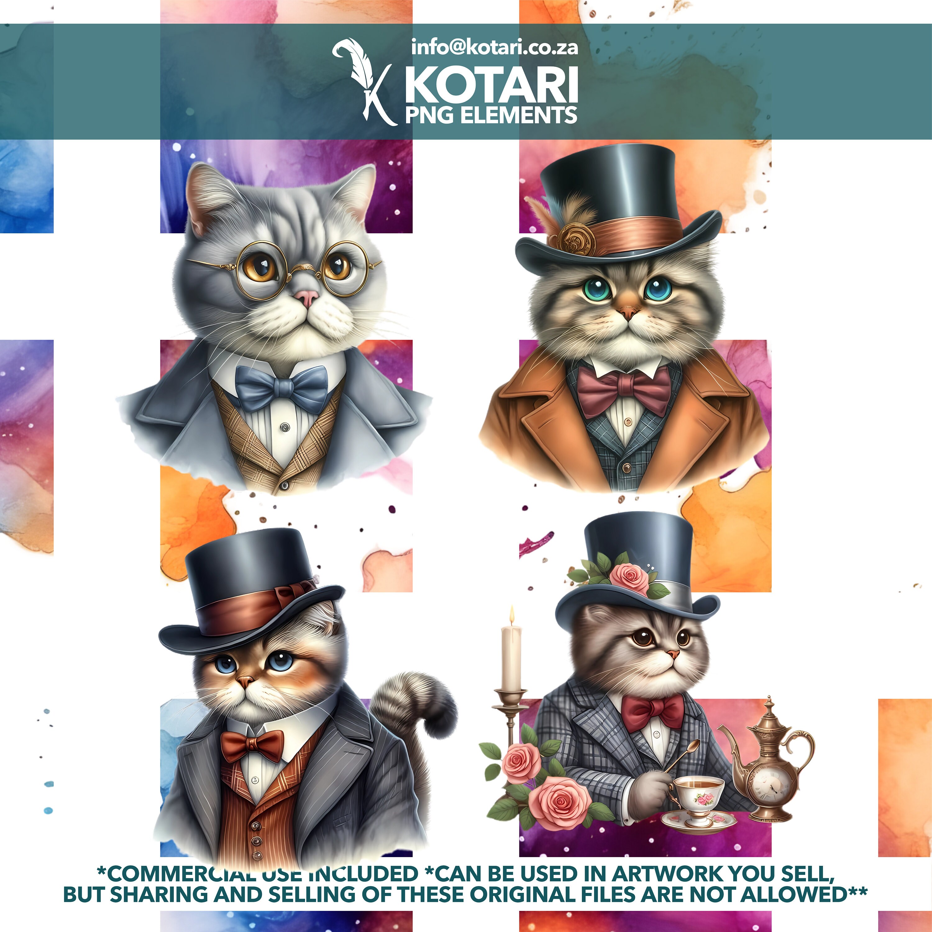 Gentleman Cat - Transparent PNG Clipart - Commercial Use - Etsy