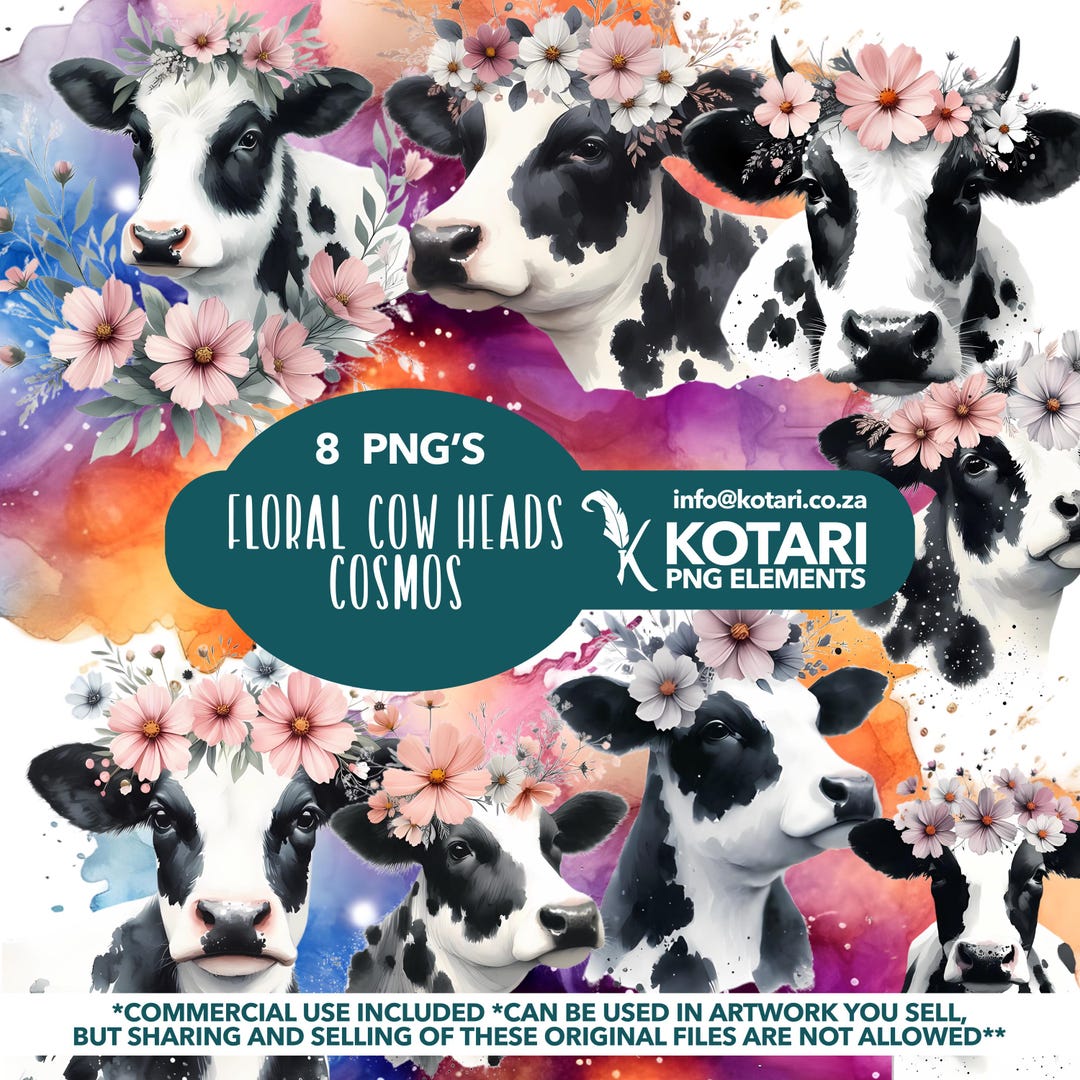 Floral Cow Heads Cosmos - Transparent PNG Clipart - Commercial Use - Etsy
